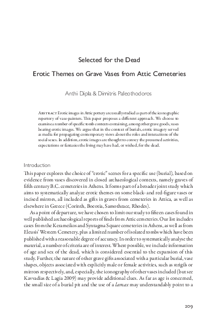 (PDF) A. Dipla & D. Paleothodoros, Selected for the Dead. Erotic Themes ...