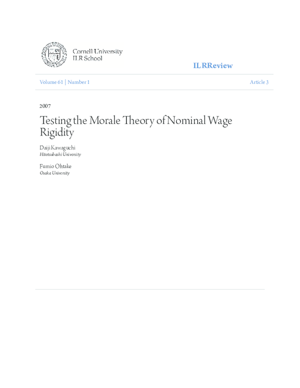 (PDF) Testing the morale theory of nominal wage rigidity