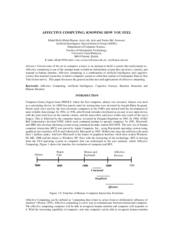 (PDF) Affective computing: knowing how you feel