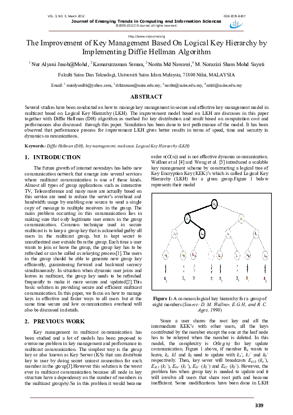(PDF) The Improvement of Key Management Based On Logical Key Hierarchy by Implementing Diffie ...