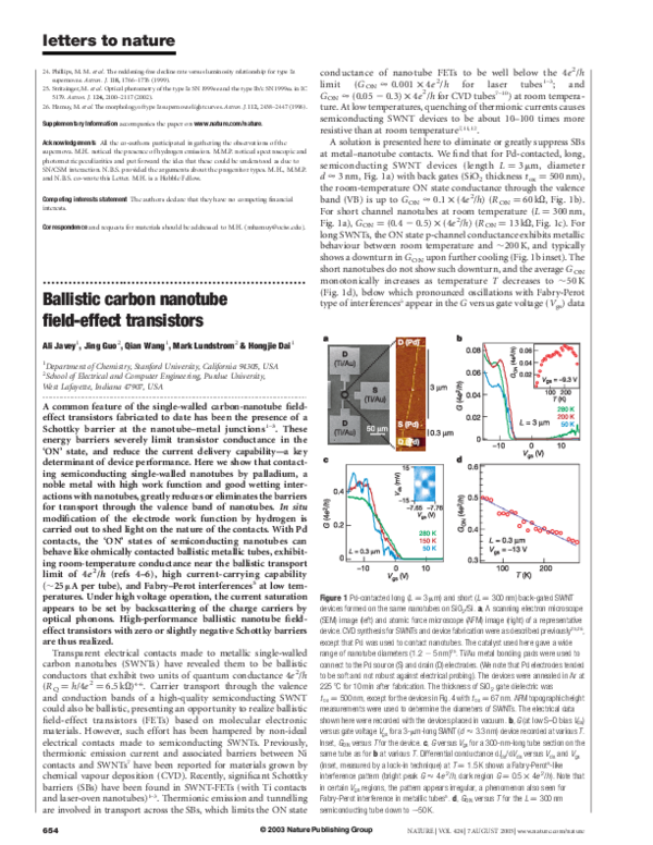 Pdf Ballistic Carbon Nanotube Field Effect Transistors