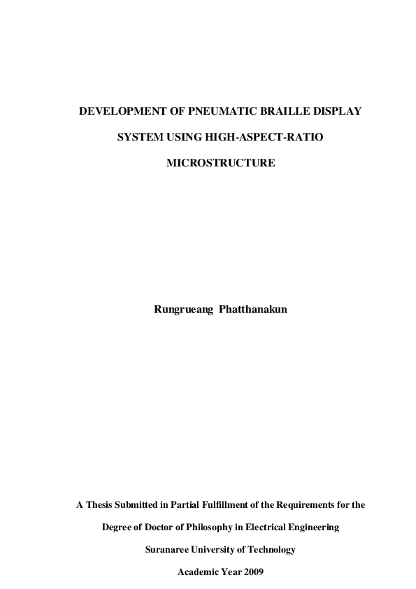 (PDF) Development of pneumatic braille display system using high-aspect ...