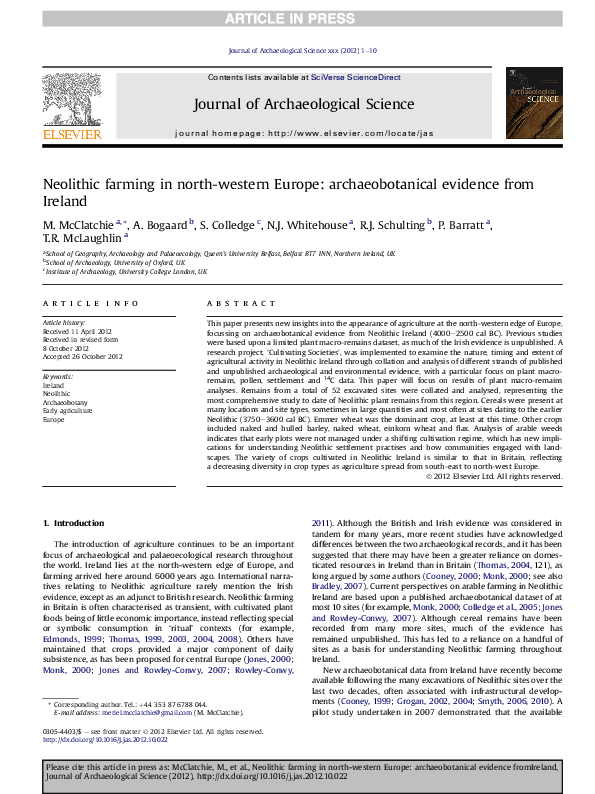 (PDF) Neolithic farming in north-western Europe: archaeobotanical ...