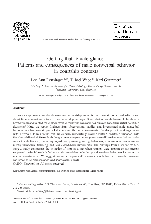 (PDF) Getting that female glance: Patterns and consequences of male ...