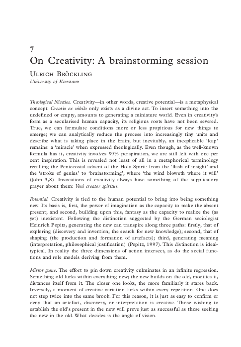 (PDF) On Creativity: A brainstorming session