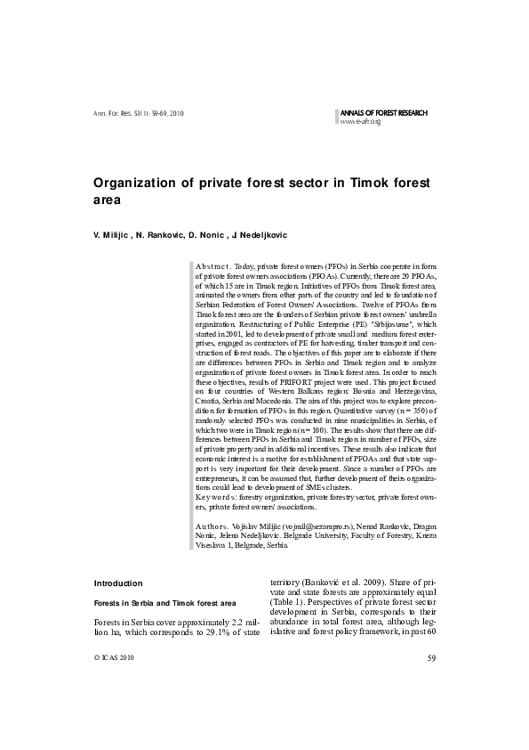 (PDF) Organization of private forest sector in Timok forest area