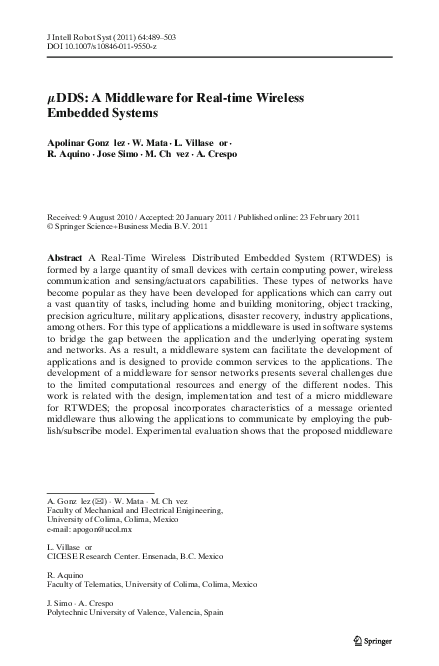 (PDF) μDDS: A Middleware for Real-time Wireless Embedded Systems