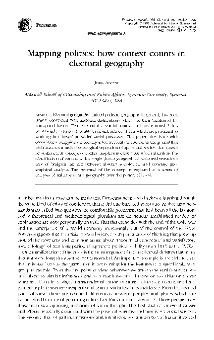 (PDF) Mapping politics: how context counts in electoral geography