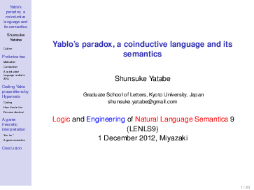 (PDF) Yablo's paradox, a coinductive language and its semantics