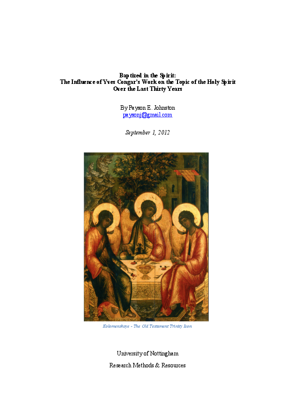 (PDF) Baptized in the Spirit: The Influence of Yves Congar’s Work on ...