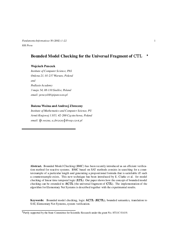 (PDF) Bounded Model Checking for the Universal Fragment of