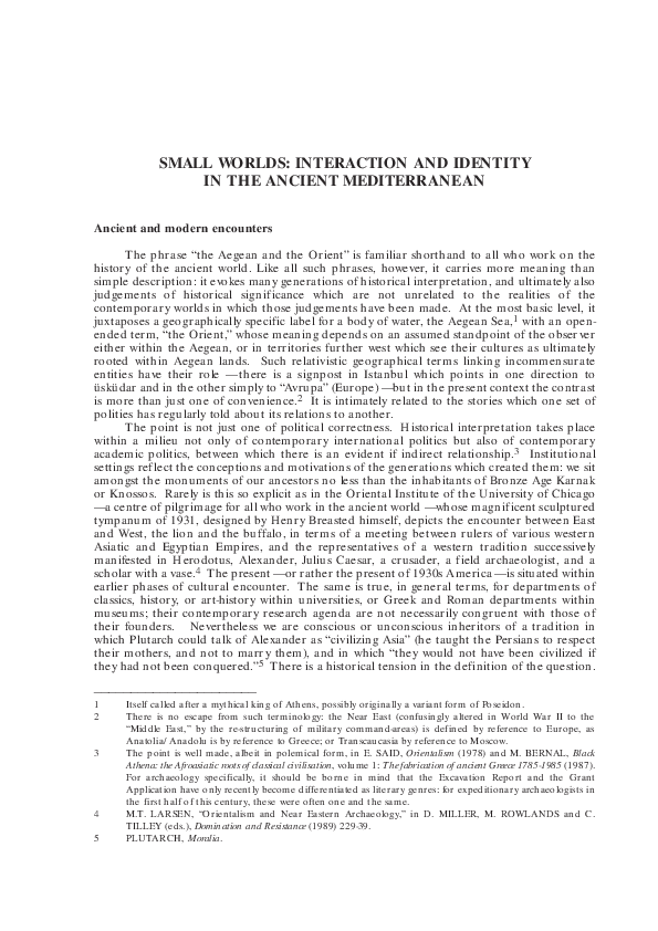 (PDF) Small worlds: interaction and identity in the ancient ...