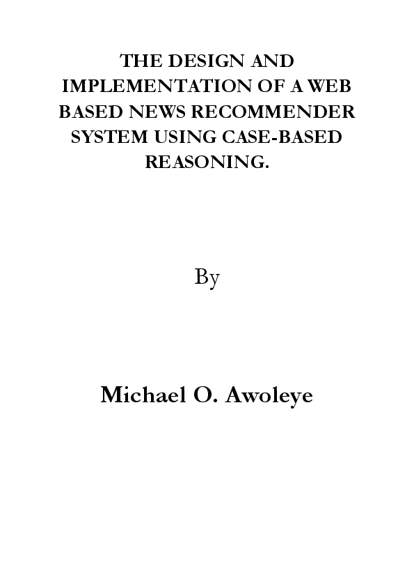 (PDF) M.Sc. Thesis- The Design and Implementation of a Web-Based News Recommender System Using ...