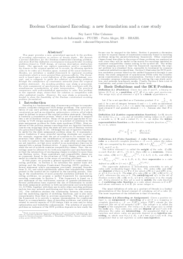 (PDF) Boolean constrained encoding: A new formulation and a case study