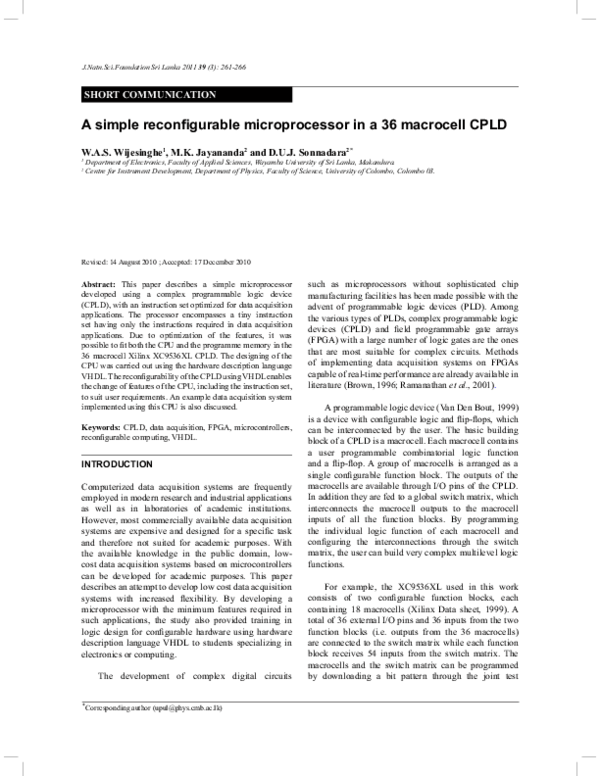 (PDF) A simple reconfigurable microprocessor in a 36 macrocell CPLD