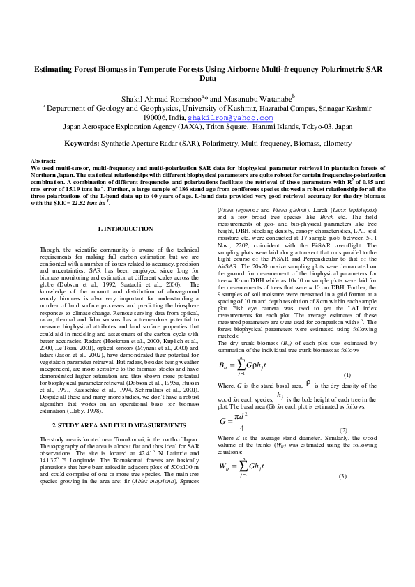 (PDF) Estimating Forest Biomass in Temperate Forests Using Airborne Multi-frequency Polarimetric ...