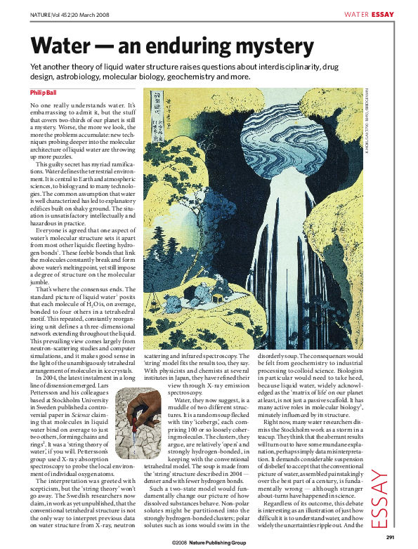 (PDF) Water: Water—an enduring mystery