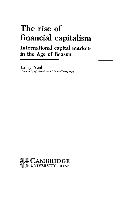 (PDF) The rise of financial capitalism: International capital markets ...