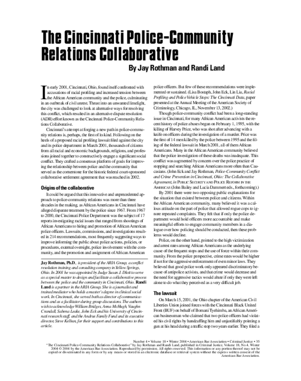 (PDF) The Cincinnati Police-Community Relations Collaborative