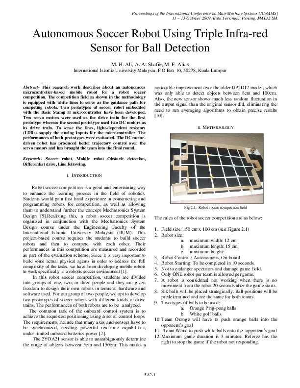 (PDF) Autonomous soccer robot using triple infra-red sensor for ball detection