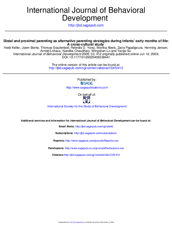 (PDF) Distal and proximal parenting as alternative parenting strategies ...