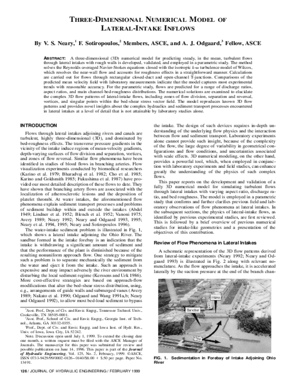 (PDF) Three-Dimensional Numerical Model of Lateral-Intake Inflows