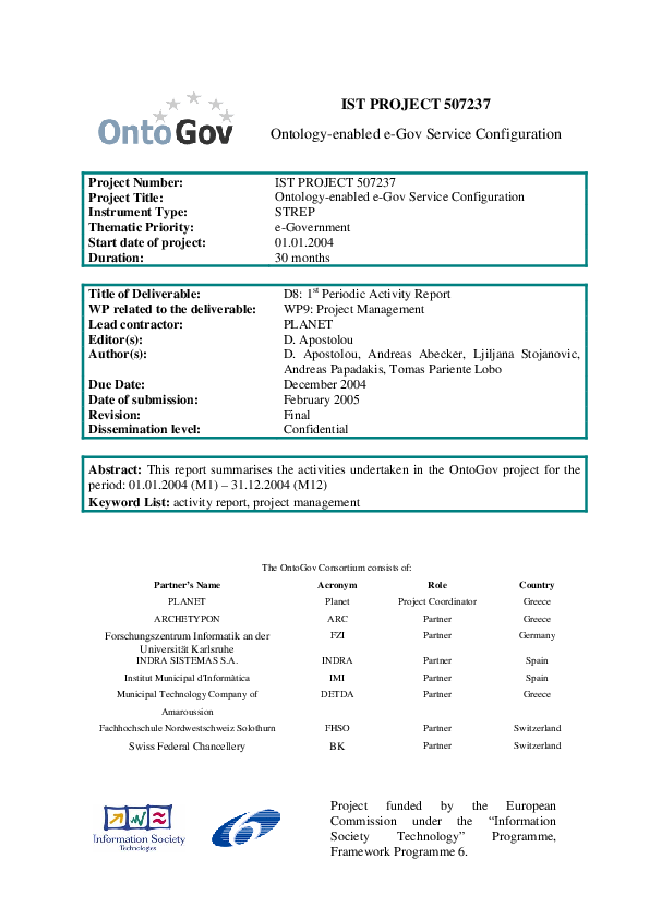 (PDF) of Deliverable: D8: 1 st Periodic Activity Report