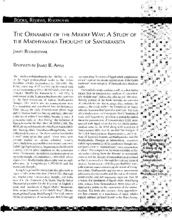 (PDF) The Ornament of the Middle Way: A Study of the Madhyamaka Thought ...
