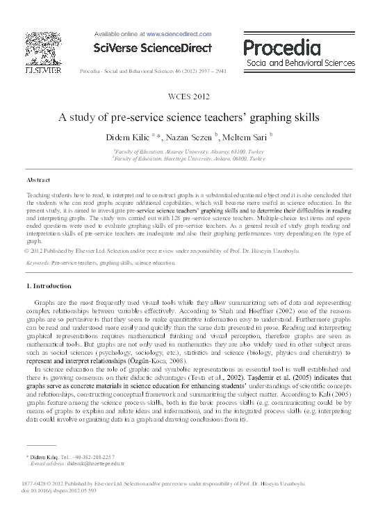 (PDF) A study of pre-service science teachers’ graphing skills