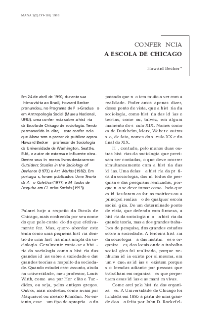 (PDF) A Escola de Chicago por Howard Becker