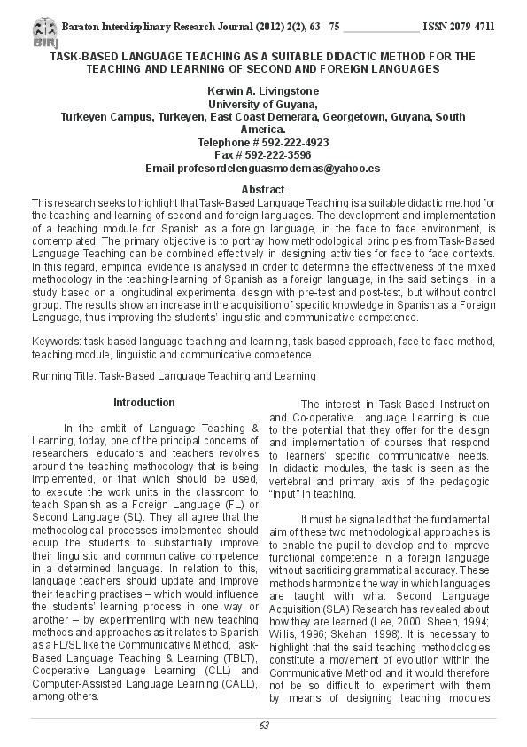 (PDF) Task-based language teaching as a suitable didactic method for ...