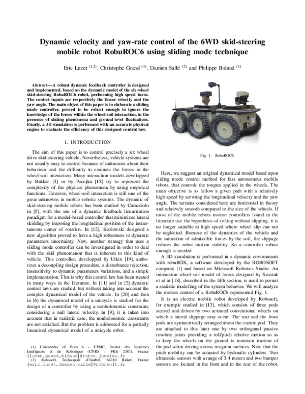 (PDF) Dynamic velocity and yaw-rate control of the 6WD skid-steering ...
