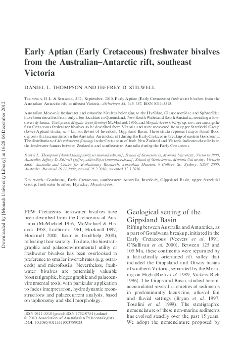 (PDF) Early Aptian (Early Cretaceous) freshwater bivalves from the ...