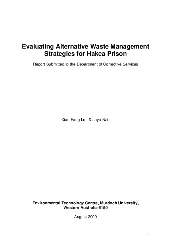 (PDF) Evaluating Alternative Waste Management Strategies for Hakea Prison