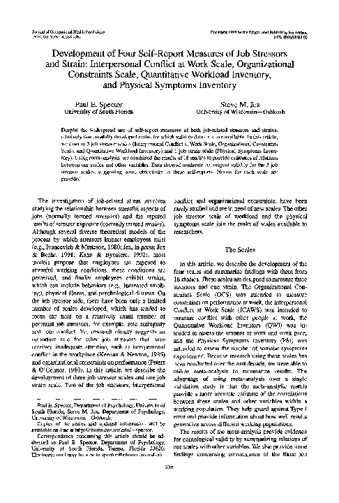 PDF Development Of Four Self report Measures Of Job Stressors And Strain Interpersonal pdf-development-of-four-self-report-measures-of-job-stressors-and-strain-interpersonal