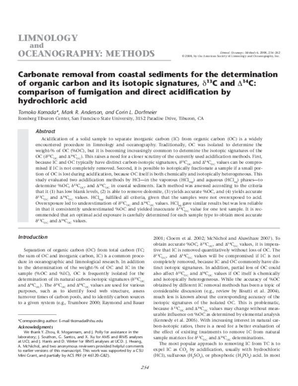 (PDF) Carbonate removal from coastal sediments for the determination of ...