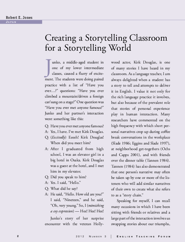 (PDF) Creating a storytelling classroom for a storytelling world ...