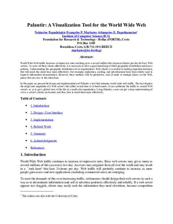 (DOC) Palantir: A Visualization Tool for the world wide web