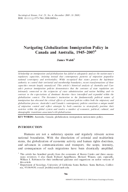 (PDF) Navigating Globalization: Immigration Policy in Canada and ...