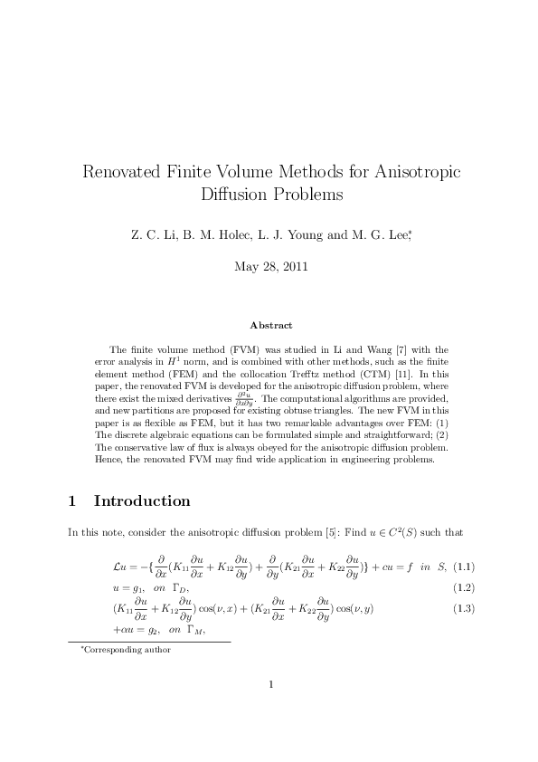(PDF) Renovated Finite Volume Methods for Anisotropic Diffusion Problems
