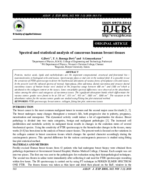 (PDF) Spectral and statistical analysis of cancerous human breast tissues