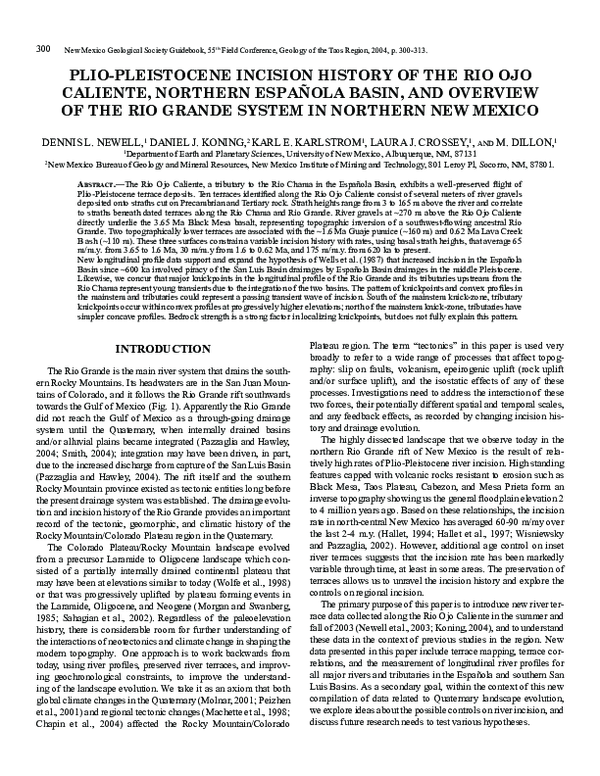 (PDF) Plio-Pleistocene incision history of the Rio Ojo Caliente ...