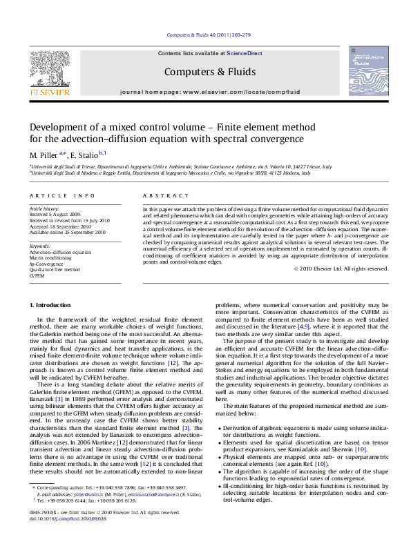 Pdf Development Of A Mixed Control Volume Finite Element Method