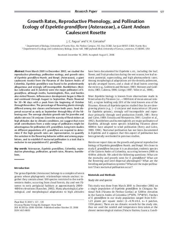 (PDF) Growth Rates, Reproductive Phenology, and Pollination Ecology of ...