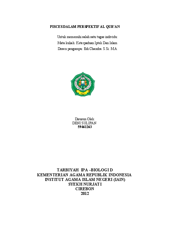 (DOC) PISCES DALAM PERSPEKTIF AL QUR'AN