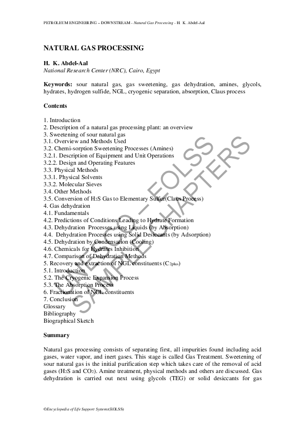 (PDF) Natural Gas Processing
