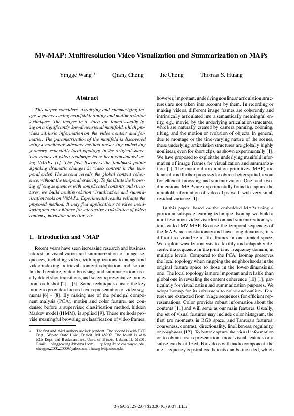 (PDF) MV-MAP: multiresolution video visualization and summarization on MAPs