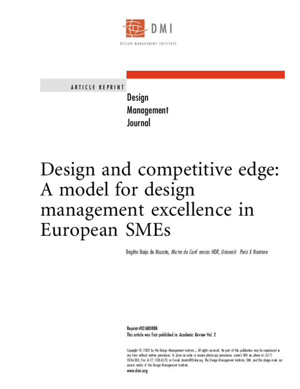 (PDF) Design and competitive edge: A model for design management ...