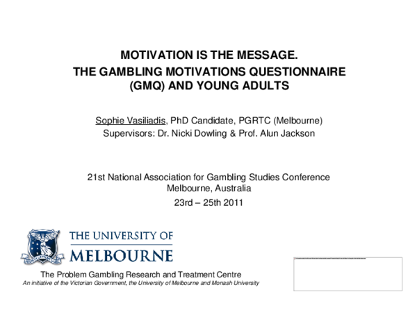 (PDF) Motivation is the Message. The Gambling Motivations Questionnaire ...