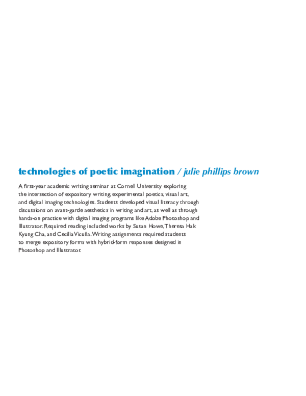 (PDF) Technologies of Poetic Imagination